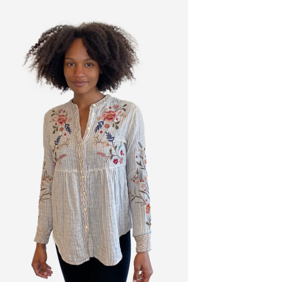 Johnny Was | Tops | Nwt Johnny Was Mandisa Mandarin Collar Smock Shirt ...